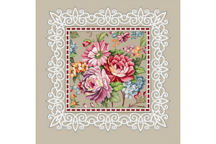 CARRÉ DÉCO VINTAGE FLEURS CADRE RÉTRO